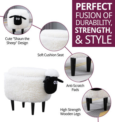 Hallowood Furniture Sheep Storage Stool (White)