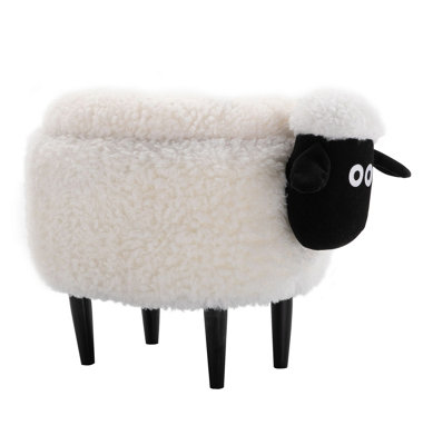 Hallowood Furniture Sheep Storage Stool (White)