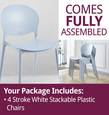 Hallowood Furniture Stoker Light Grey Stackable Plastic Backrest Chairs x 4