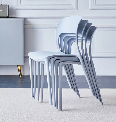 Hallowood Furniture Stoker Light Grey Stackable Plastic Chairs (CHA201 ...