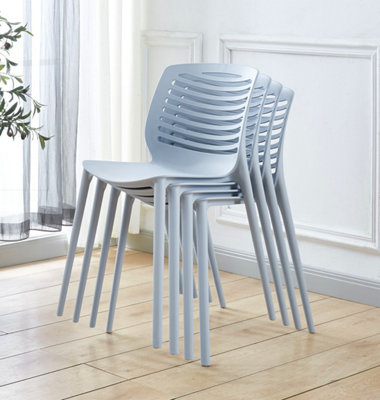 Hallowood Furniture Stoker Light Grey Stackable Plastic Chairs with ...