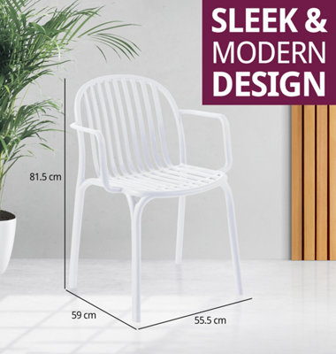 Hallowood Furniture Stoker White Plastic Chairs with Arms x 4 for ...