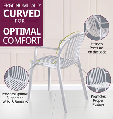 Hallowood Furniture Stoker White Plastic Chairs with Arms x 4 for ...