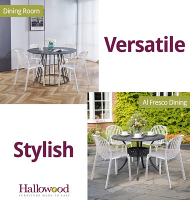 Hallowood Furniture Stoker White Plastic Chairs with Arms x 4 for ...