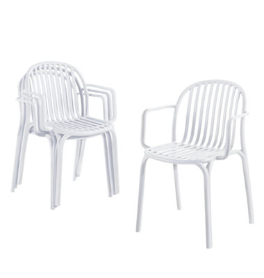 Hallowood Furniture Stoker White Plastic Chairs with Arms x 4 for ...