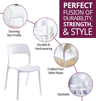 Buy Hallowood Furniture Stoker White Stackable Plastic Chairs (CHA201 ...