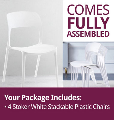 Buy Hallowood Furniture Stoker White Stackable Plastic Chairs (CHA201 ...