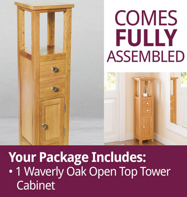 Hallowood Furniture Waverly Oak Open Top Tower Cabinet