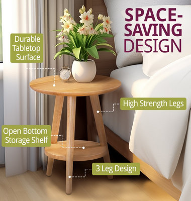 Hallowood Furniture Waverly Small Round Side Table with 3 Legs and ...