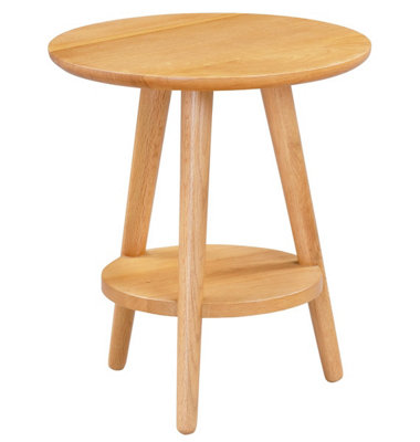 Hallowood Furniture Waverly Small Round Side Table with 3 Legs and shelf
