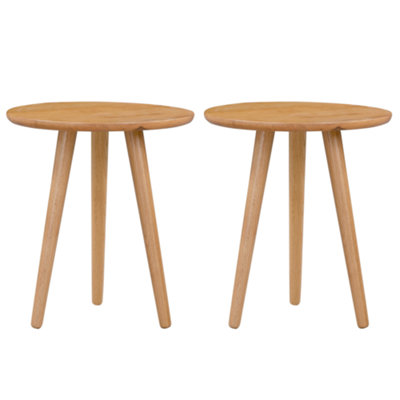Hallowood Furniture Waverly Small Round Side Table with 3 Legs (Pair ...
