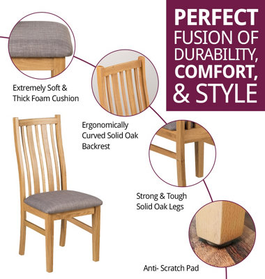 Hallowood Furniture Waverly Solid Oak Dining Chair in Pair - Steel Grey