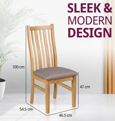 Hallowood Furniture Waverly Solid Oak Dining Chair in Pair - Steel Grey