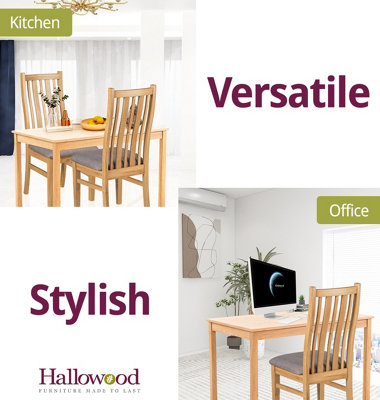 Hallowood Furniture Waverly Solid Oak Dining Chair in Pair - Steel Grey