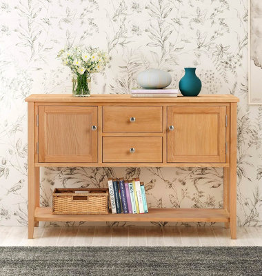 HALLOWOOD FURNITURE WINDSOR OAK LARGE CONSOLE TABLE