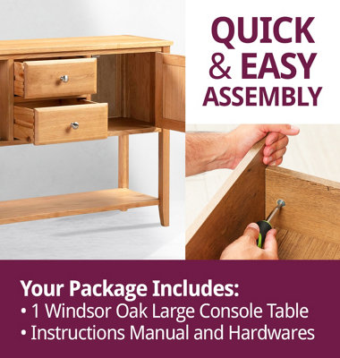 HALLOWOOD FURNITURE WINDSOR OAK LARGE CONSOLE TABLE