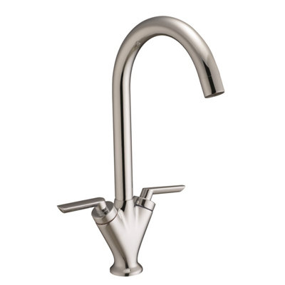 Halo Brushed Nickel Mono Kitchen Sink Basin Mixer Tap Swivel Spout ...