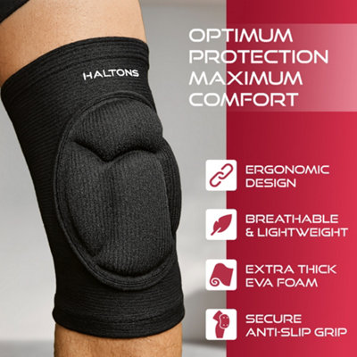 Haltons - 2 Pack Knee Pads Black, EVA Foam Padding- Small/Medium