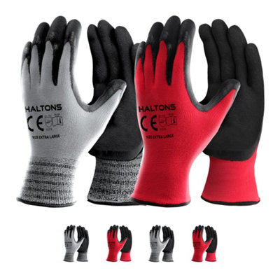 Haltons Latex & Polyester Work Gloves Men, Durable Gardening Gloves for ...