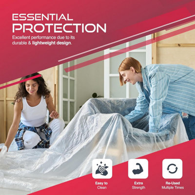 Haltons - White LDPE Dust Sheets - Paint Protection & Dust Cover for ...