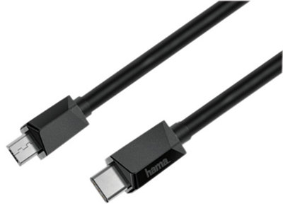 HAMA - USB-C Plug to Micro USB Plug USB 2.0 Lead, 0.75m Black