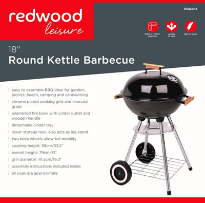 Hamble Redwood Leisure 18-inch Round Kettle Barbeque