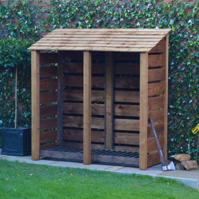 Hambleton 6ft Log Store - L80 x W180 x H181 cm - Rustic Brown