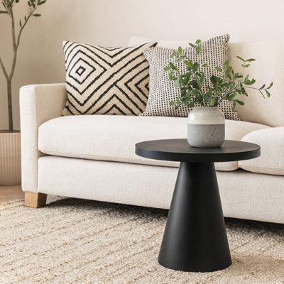 Hamburg 45.7cm Round Black Ceramic Coffee Table with Conical Steel Base
