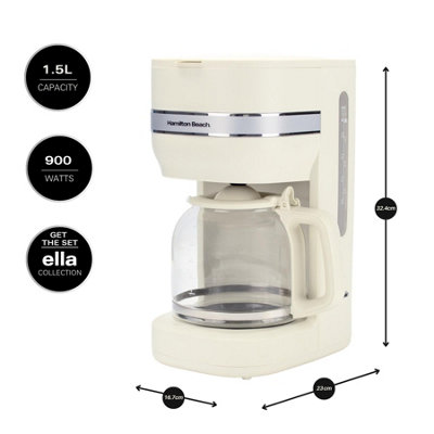 Hamilton Beach Ella 1.5L Matte Cream Filter Coffee Machine | DIY at B&Q
