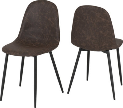Hamilton Large Dining Set Oak Effect with 6 Brown Faux Leather Athens ...