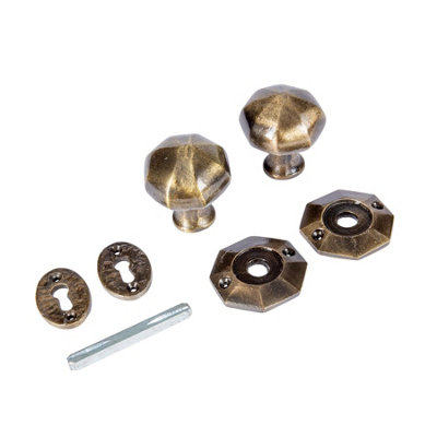 Hammer and Tongs Brass 60mm Octagonal Rim & Mortice Door Knob - Cast ...