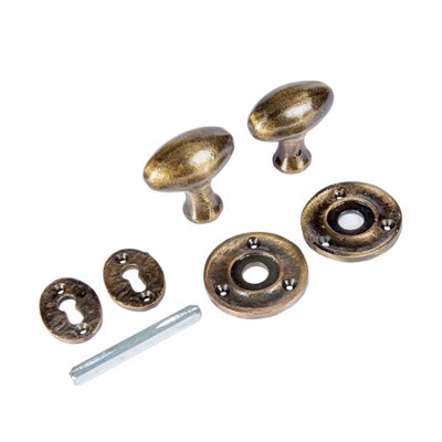 Hammer & Tongs Oval Rim & Mortice Door Knob - W60mm - Brass