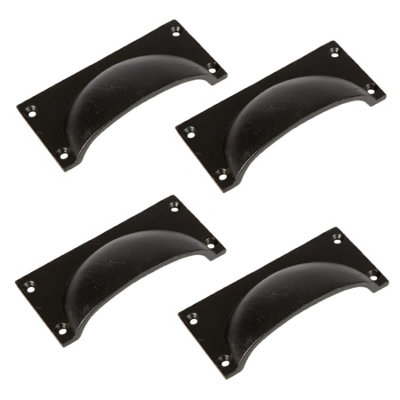 Hammer & Tongs Rectangular Cabinet Cup Handle - W105mm x H50mm - Black ...