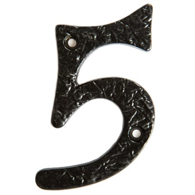 Hammer & Tongs Rustic Iron Numeral - Number 5 - H85mm - Black