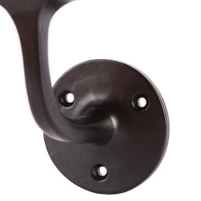 Hammer & Tongs Wrought Iron Handrail Bracket - D75mm x H85mm - Black