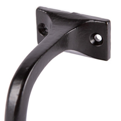 Hammer & Tongs Wrought Iron Handrail Bracket - D75mm x H85mm - Black