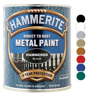Hammerite - Hammered Direct To Rust Metal Paint- 5 Litres - Black