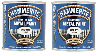 Hammerite Smooth Direct to Rust Metal Paint Cream 750ml Pack of 2