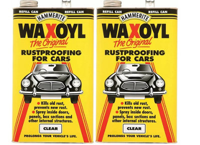 Hammerite Waxoyl Rustproofing for Cars Refill Can Clear 5L Pack of 2