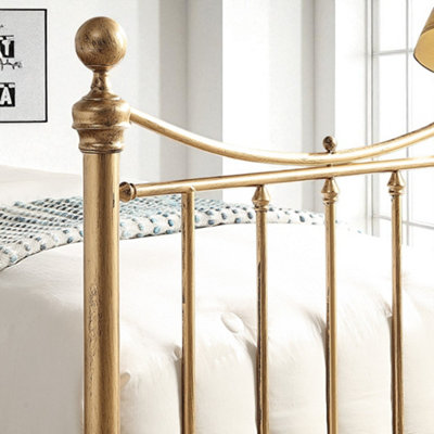 Hampstead Antique Brass Effect Metal Single Bed Frame & Guest Pull Out ...
