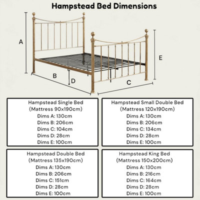 Hampstead Traditional Antique Brass Effect Double Metal Bed Frame