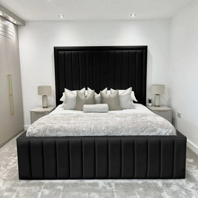 Hampton Plush Velvet Upholstered Bed Frame Only - Blackboard