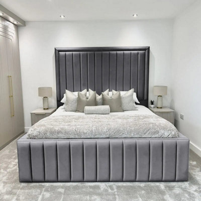Hampton Plush Velvet Upholstered Bed Frame Only - Blackboard