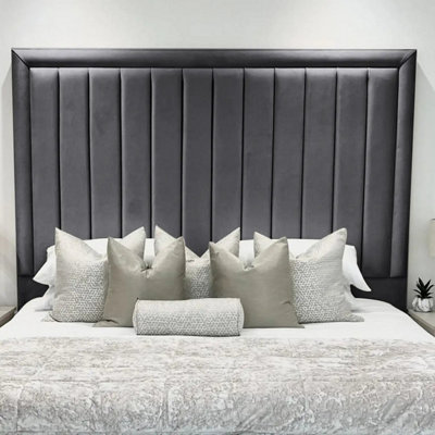 Hampton Plush Velvet Upholstered Bed Frame Only - Blackboard