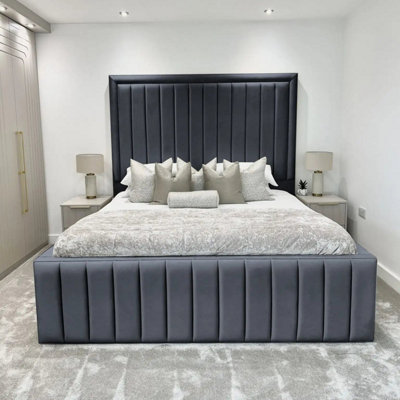 Hampton Plush Velvet Upholstered Bed Frame Only - Blackboard