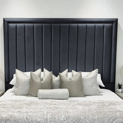 Hampton Plush Velvet Upholstered Bed Frame Only - Blackboard