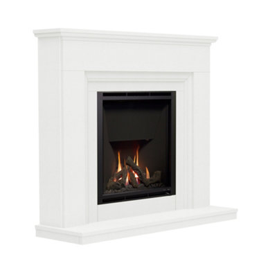 Hamton 52" XL White Micro Marble Gas Fireplace (Pre-Cast Flue)