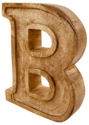 Hand Carved Wooden Embossed Letter B