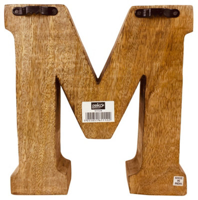 Hand Carved Wooden Embossed Letter M