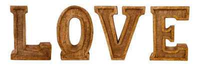 Hand Carved Wooden Embossed Letters Love